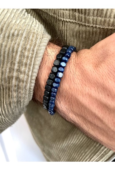Padore Accessory Çok Şık Gece Siyahı ve Okyanus Mavisi Ikili Ahşap Bileklik Padore Accessory Çok Şık Gece Siyahı ve Okyanus Mavisi Ikili Ahşap Bileklik
