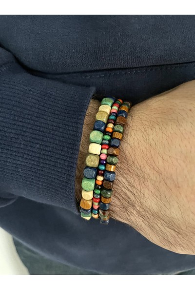 Padore Accessory Çok Şık Ahşap Üçlü Bileklik
