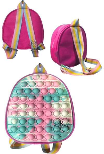 Roseroi Pop It Push Bubble Fidget Çanta Desenli Popit Sırt Çantası Fuşya 16X19 Roseroi Pop It Push Bubble Fidget Çanta Desenli Popit Sırt Çantası Fuşya 16X19