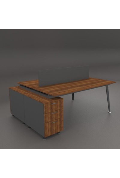 Akr Ofis Smart Ikili Çalışma Masası Workstation (140CM Alt Etajerli)