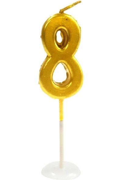 Deniz Parti Süsleri 8 Rakam Mum Altın