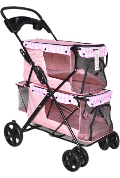 Zampa Twins Kedi & Köpek Arabası Pembe, 51X85X100CM