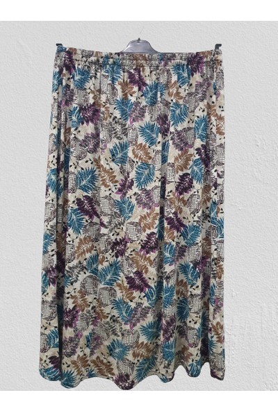 Sercan Konfeksiyon Kadın Etek Battal Beden Beli Lastikli Uzun