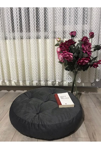 Lavinia Puf Yuvarlak Antrasit Yer Minder Yer Puf