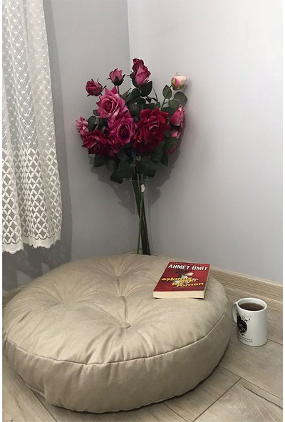 Lavinia Puf Yuvarlak Bej Yer Minder Yer Puf