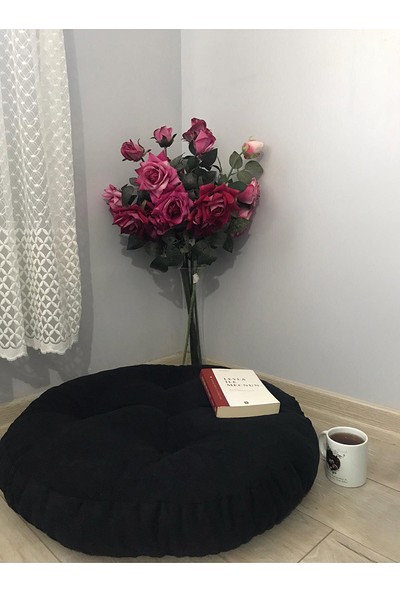 Lavinia Puf Yuvarlak Siyah Yer Minder Yer Puf Lavinia Puf Yuvarlak Siyah Yer Minder Yer Puf