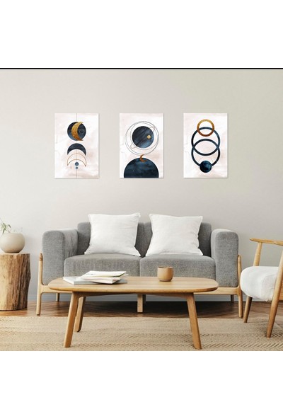 Kitap Şeyleri 3 Parça Ay ve Gezegenler Tasarım Mdf Tablo 20X30