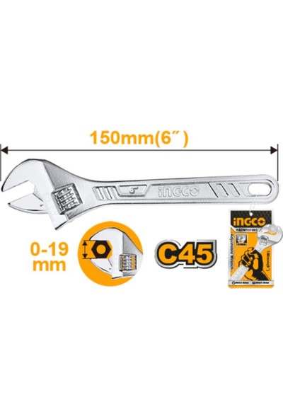 Ingco HADW131062 Kurbağacık Anahtar 150 mm