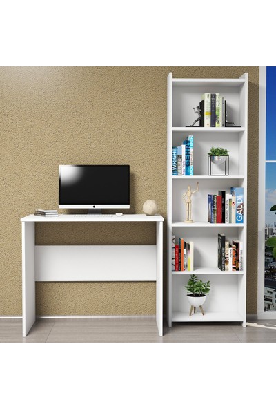 FERNISO Çalışma Masası ve Kitaplık Beyaz