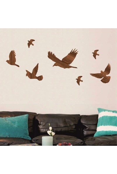 Evde Ucuz Ahşap Dekoratif Kuş 7 Adet Set