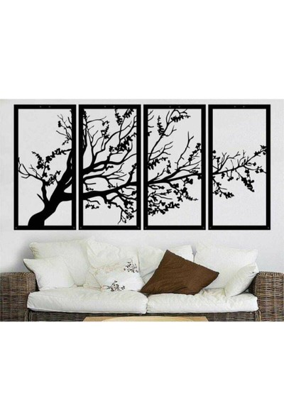 Evde Ucuz Son Bahar Siyah 4'lü Hayat Ağacı
