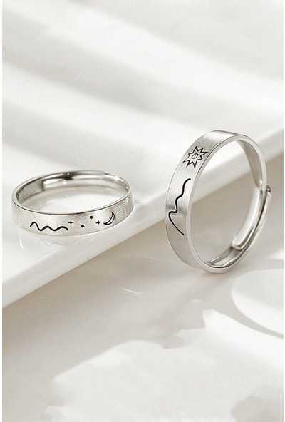 Olivia Galaksi Motifli Gümüş Kaplama Çift Alyans Yüzük Olivia Galaksi Motifli Gümüş Kaplama Çift Alyans Yüzük
