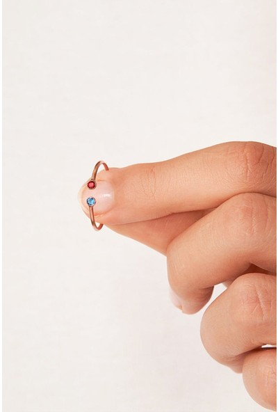 Olivia Iki Renk Taşlı Minimal Rose Kaplama Ayarlanabilir Kadın Yüzük