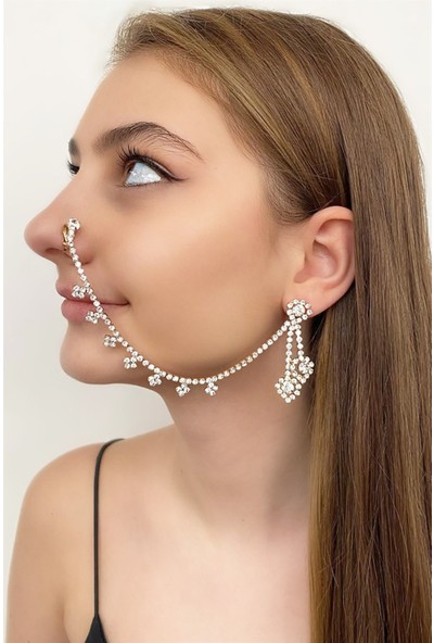 Takıştır Altın Renk Kıstırmalı Kulak Aksesuarı