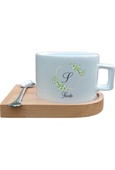 Develi Baskı Yapark Çerçeveli S Harfli Özel Çay Fincan Seti