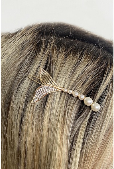 Takıştır Altın Renk Inci Detaylı Yan Toka