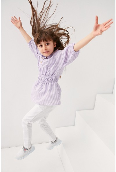 FullaModa Çizgili Beli Gipeli Çocuk Tunik FullaModa Çizgili Beli Gipeli Çocuk Tunik