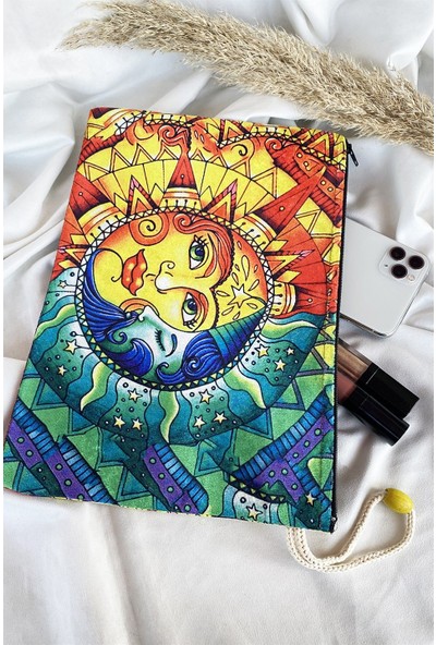 Takıştır Güneş Desenli Çanta Düzenleyici Büyük Boy Makyaj Çantası