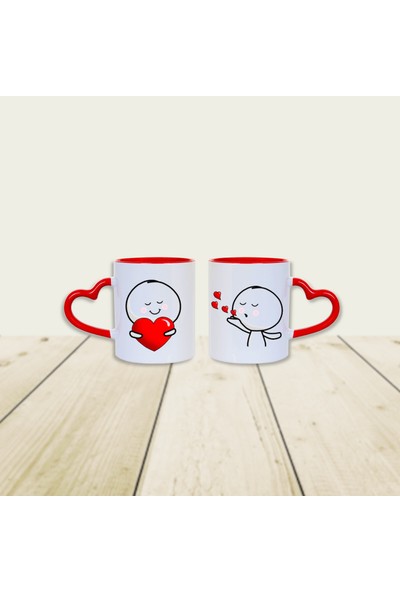 Burak Baskı Tasarım Sevgililer Gününe Özel Sevgiliye Kalpli Öpücük Tasarım Baskılı Kırmızı Kalp Kulplu Kupa Bardak Burak Baskı Tasarım Sevgililer Gününe Özel Sevgiliye Kalpli Öpücük Tasarım Baskılı Kırmızı Kalp Kulplu Kupa Bardak