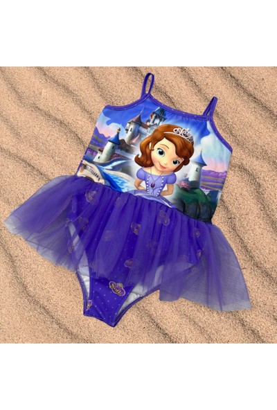 Kız Çocuk Prenses Sofia Desen Mayo Lila - Mor Renk Şato Tül Tütü Detaylı Kız Çocuk Prenses Sofia Desen Mayo Lila - Mor Renk Şato Tül Tütü Detaylı