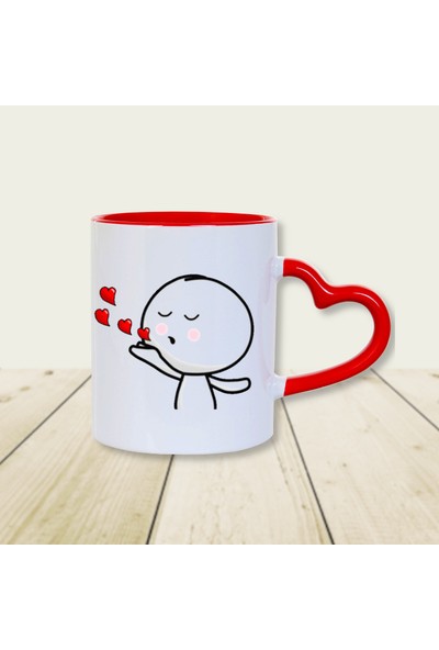 Burak Baskı Tasarım Sevgililer Gününe Özel Sevgiliye Kalpli Öpücük Tasarım Baskılı Kırmızı Kalp Kulplu Kupa Bardak Burak Baskı Tasarım Sevgililer Gününe Özel Sevgiliye Kalpli Öpücük Tasarım Baskılı Kırmızı Kalp Kulplu Kupa Bardak