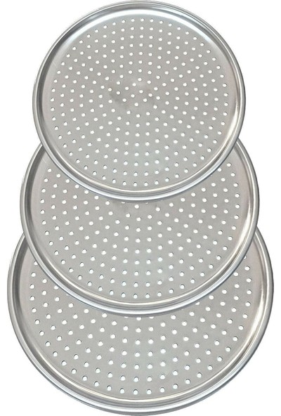 Senin Dükkanın 3'lü Set Lüx Çelik Delikli Pizza Tepsisi 28-32-36 cm Senin Dükkanın 3'lü Set Lüx Çelik Delikli Pizza Tepsisi 28-32-36 cm