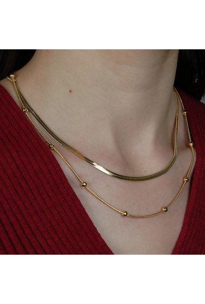 Stainless Steel Italyan Zinciri Toplu Çelik Kolye Gold