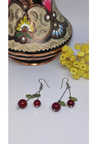 Stil El Yapımı Etnik Otantik Kiraz Küpe