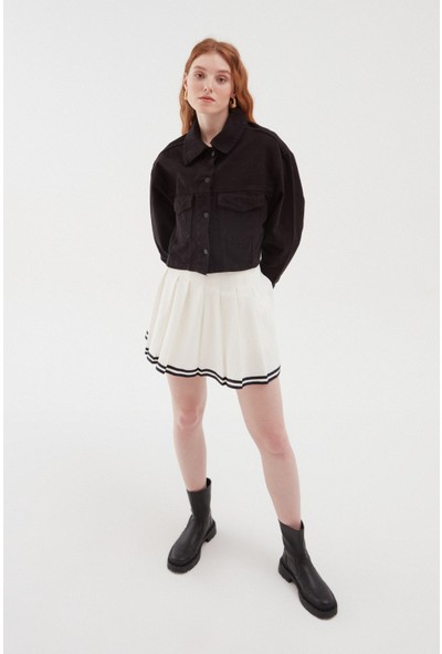 Quzu Crop Kot Ceket Siyah