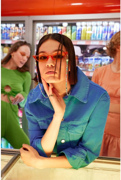 Quzu Crop Kot Ceket Mavi Quzu Crop Kot Ceket Mavi