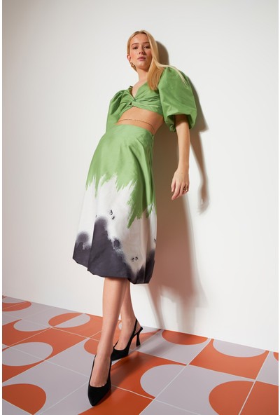 Quzu Midi Boy Balon Etek Yeşil