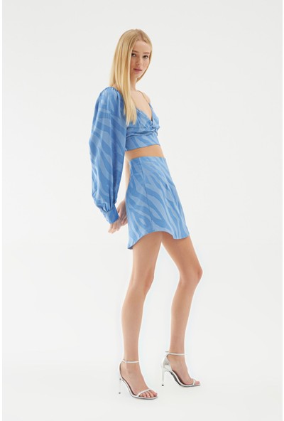 Quzu Içi Şortlu Mini Etek Mavi Quzu Içi Şortlu Mini Etek Mavi