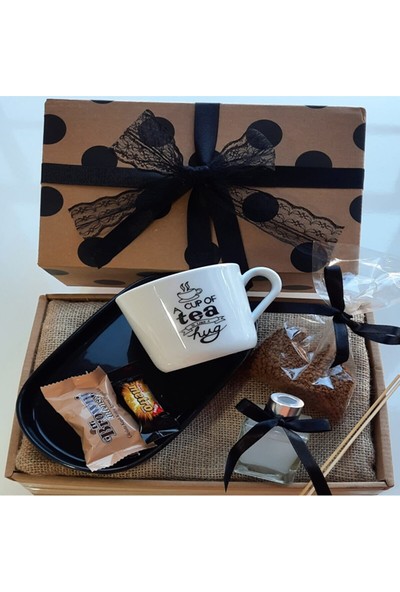 Süslü Horanta Sunumluklu Nescafe-Çay Hediye Seti Kupa ve Sunumluk + Oda Kokusu + Nescafe ve Atıştırmalıklar