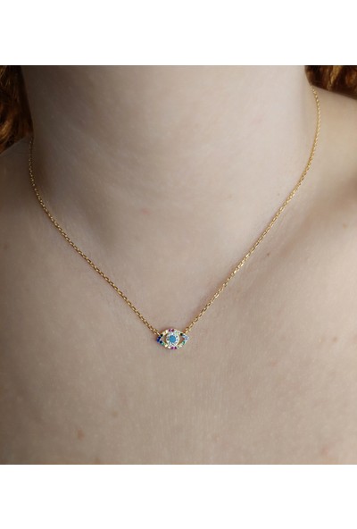 Noia Silver Gold Renkli Zirkon Taşlı Göz Kolye