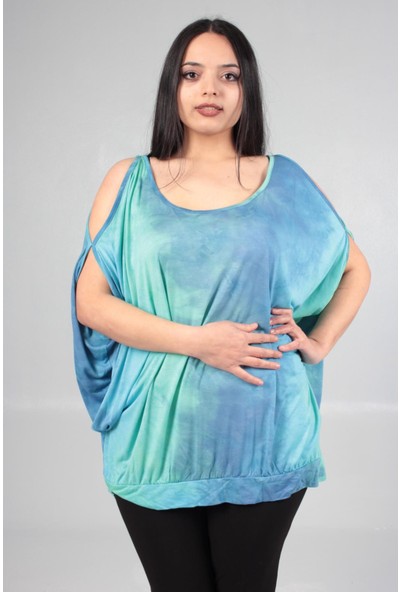 Truva Xxl Büyük Beden Kadın Giyim Omuz Detaylı Bluz Mavi BZ624 Truva Xxl Büyük Beden Kadın Giyim Omuz Detaylı Bluz Mavi BZ624