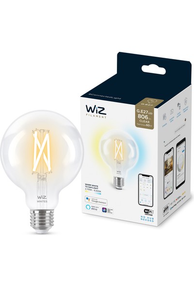 Wiz Wi-Fi Beyaz Ambiyans Akıllı Filament Ampul – 60W – G95 – E27 Normal Duy Wiz Wi-Fi Beyaz Ambiyans Akıllı Filament Ampul – 60W – G95 – E27 Normal Duy
