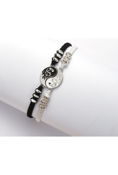 VipBT Dragon Yin Yang Siyah Beyaz Tai Chi Arkadaş Sevgili Bileklik