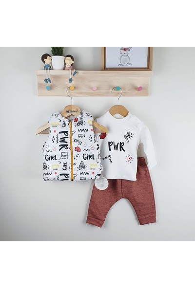 One Kız Bebek Pwr Girl Yelekli Takım