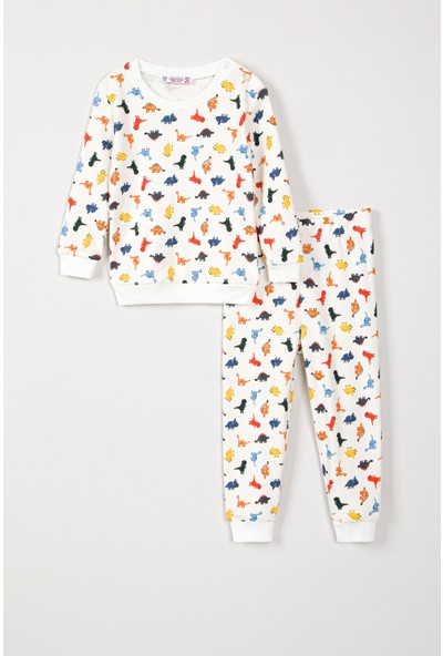 İsobel Kids Erkek Bebek Dinozor Desenli Pijama Takımı