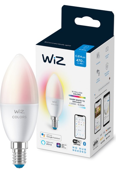 Wiz Wi-Fi Renkli Ambiyans Akıllı Ampul – 40W – C37 – E14 Ince Duy