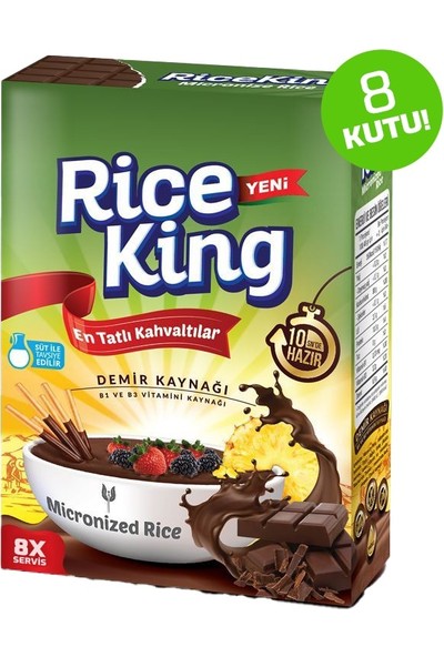 Rice King Mikronize Pirinç 400 Gr. Çikolata (8 Kutu) Rice King Mikronize Pirinç 400 Gr. Çikolata (8 Kutu)