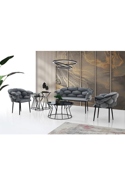 Erez Home Modern Bekleme Odası Ofis Oturma Grubu Mobilyası Çay Seti