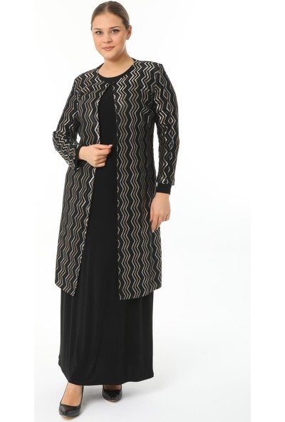 Ladies First Büyük Beden 3149 Siyah Ceket+Elbise Takım Ladies First Büyük Beden 3149 Siyah Ceket+Elbise Takım