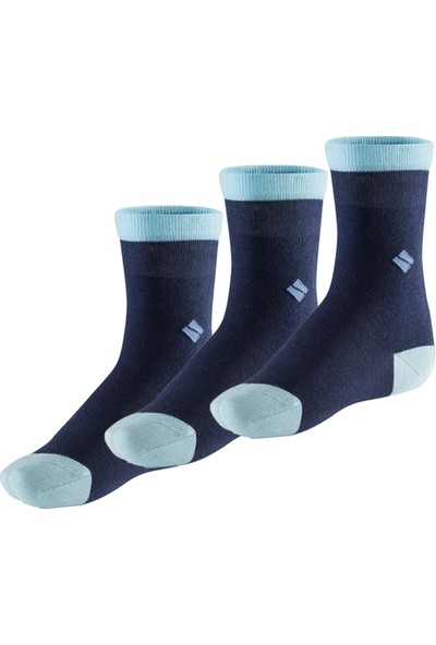 Bonny Silver Koku Yapmayan Soket Erkek Çocuk Lacivert Mavi Gümüş Çorap 3'lü Paket