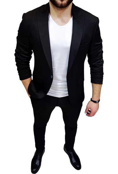 Novus Siyah Yatay Çizgili Dar Kesim Blazer Ceket Novus Siyah Yatay Çizgili Dar Kesim Blazer Ceket