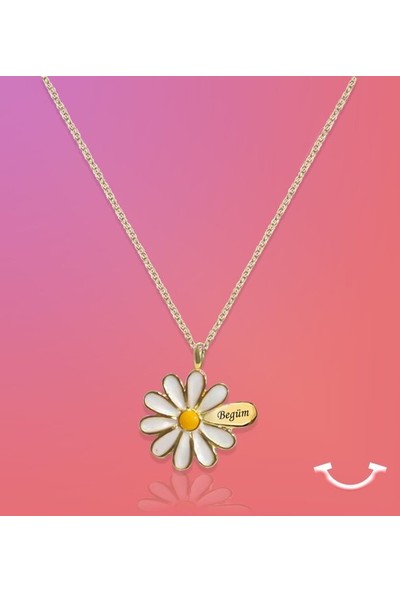 Vebudur Kişiye Özel Isimli Papatya Kolye Model-1 Vebudur Kişiye Özel Isimli Papatya Kolye Model-1