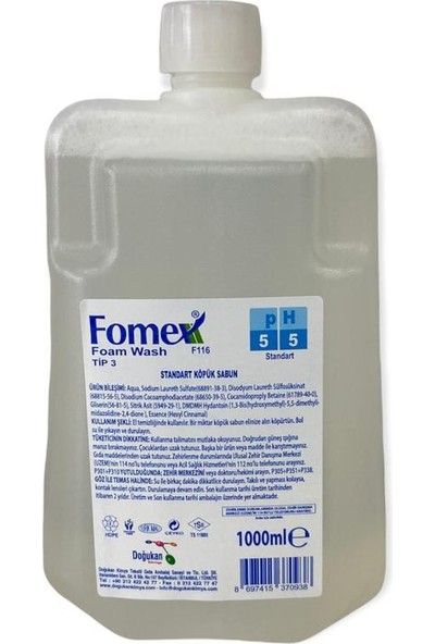 Fomex El Yıkama Köpüğü 1000 ml 12Lİ Fomex El Yıkama Köpüğü 1000 ml 12Lİ