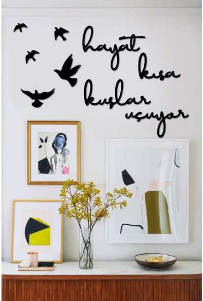 Evde Ucuz Hayat Kısa Kuşlar Uçuyor Dekoratif Duvar Tablosu