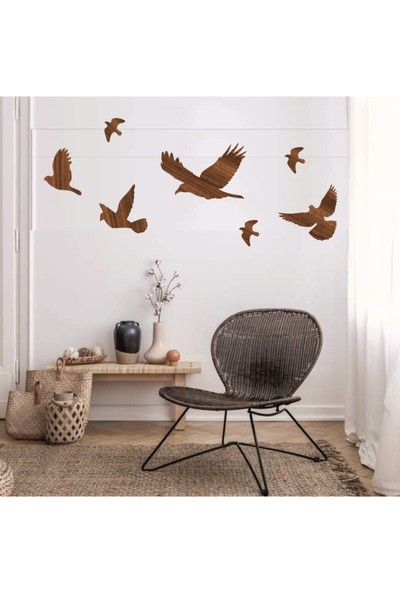 Evde Ucuz Kuş Duvar Dekoru 7 Adet Set