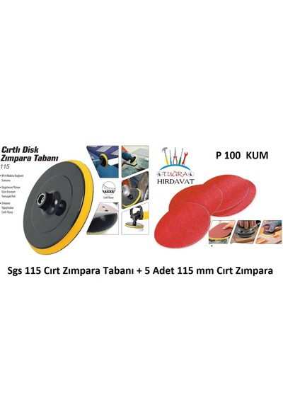 Sgs Cırt Zımpara Tabanı 115MM + P100 Kum 5 Adet Cırt Zımpara Sgs Cırt Zımpara Tabanı 115MM + P100 Kum 5 Adet Cırt Zımpara